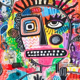 Shapes Face Line Art - Paint By Number - Paint by numbers UK